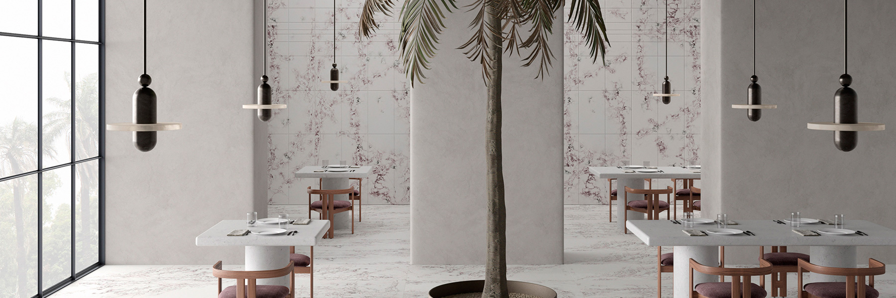 Ice Max Viola™ surfaces. Cuarzo, Genesis Collection. Compac