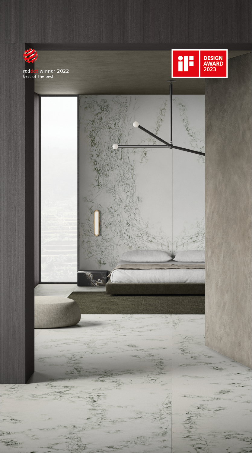 COMPAC. Superficies decorativas de Obsidiana, Terrazzo y Cuarzo