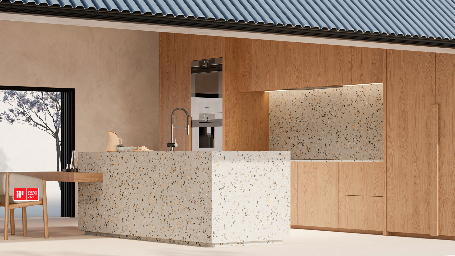 COMPAC. Superficies decorativas de Obsidiana, Terrazzo y Cuarzo